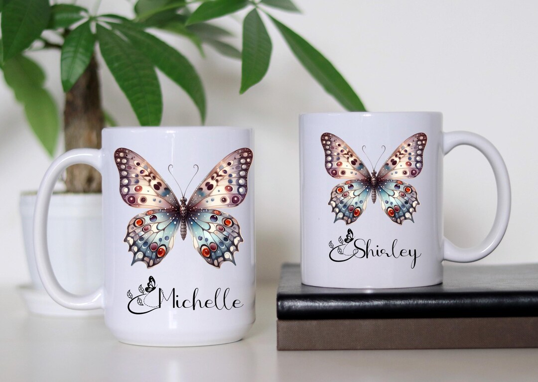Custom Butterfly Mug, Unique Butterfly Mug, Personalized Coffee Cup ...