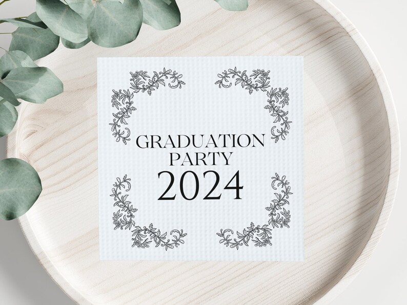 Personalized 2024 Graduation Napkins Gift, Black & White College ...