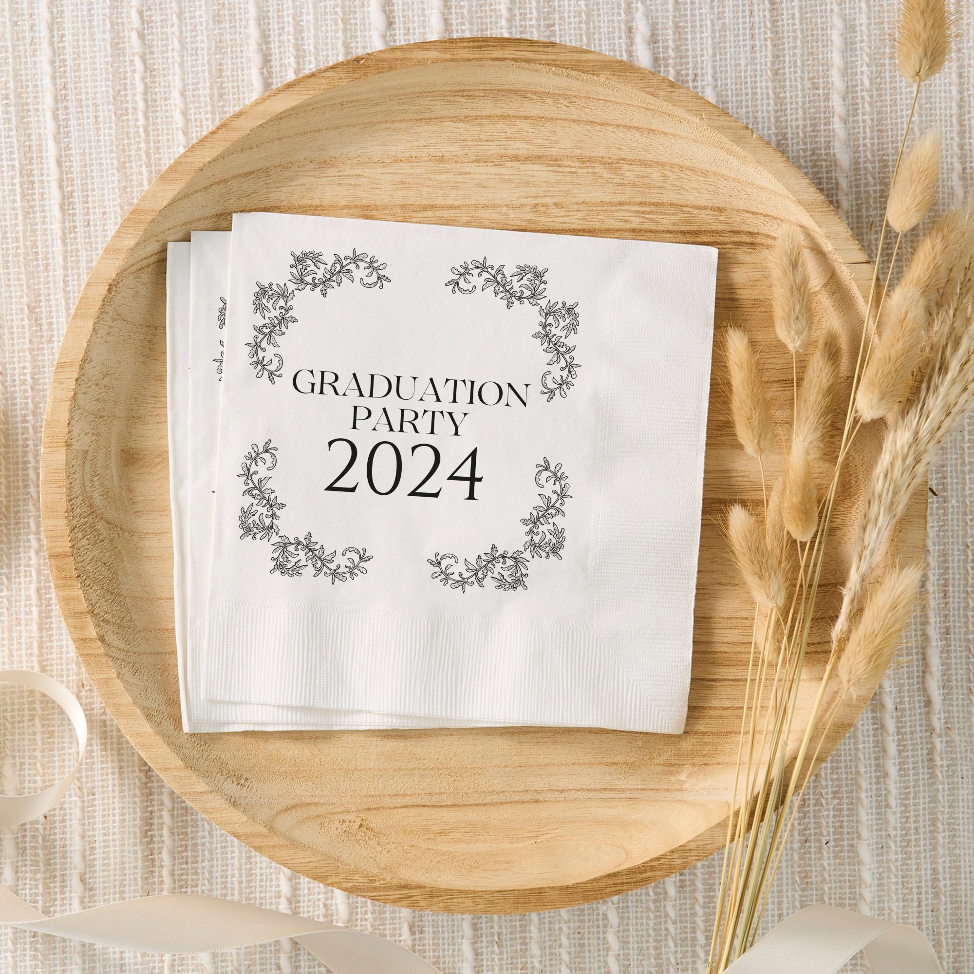 Personalized 2024 Graduation Napkins Gift, Black & White College ...