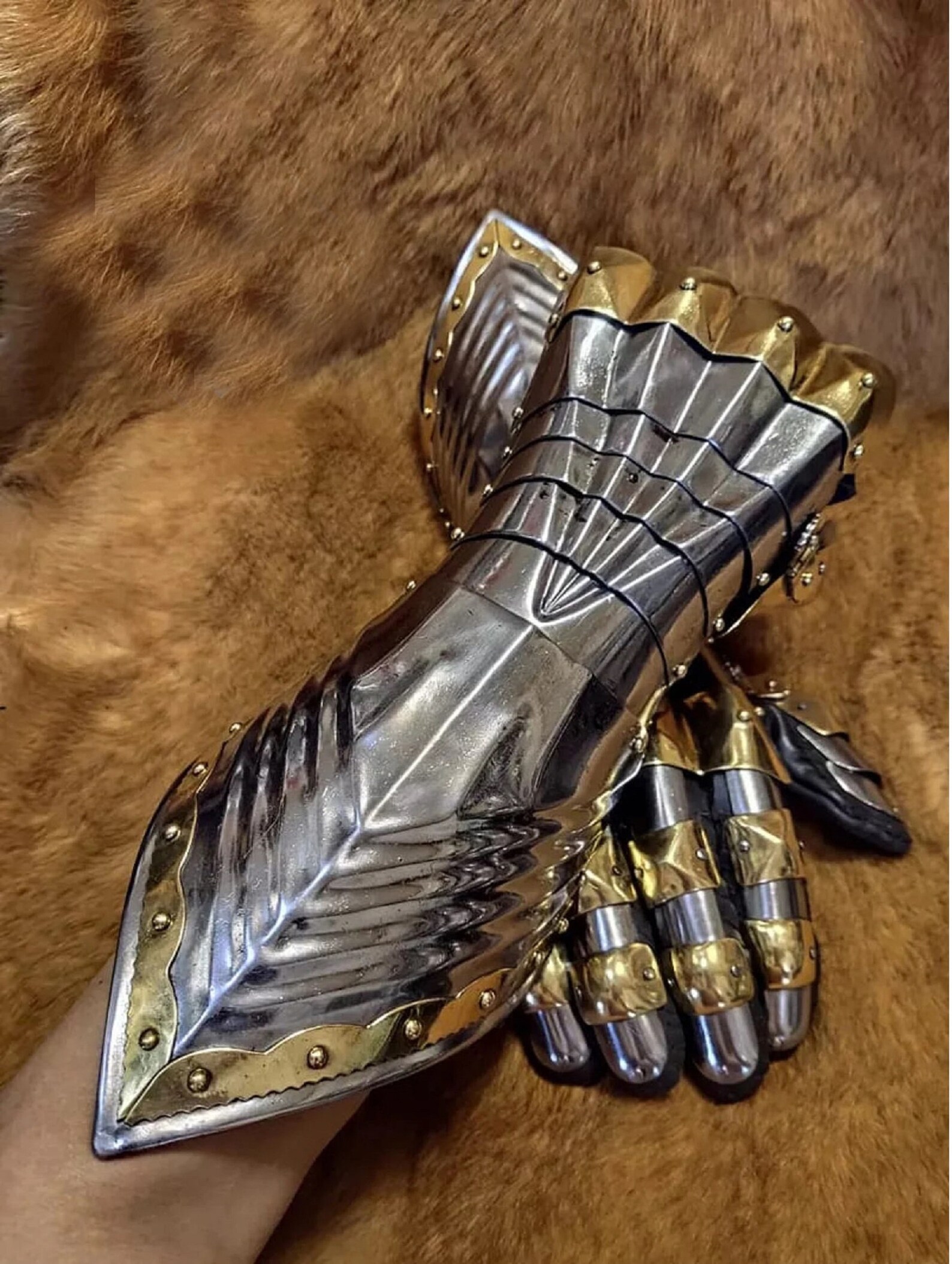 Brass Gothic Gauntlets Gothic Armored Medieval Polished - Etsy