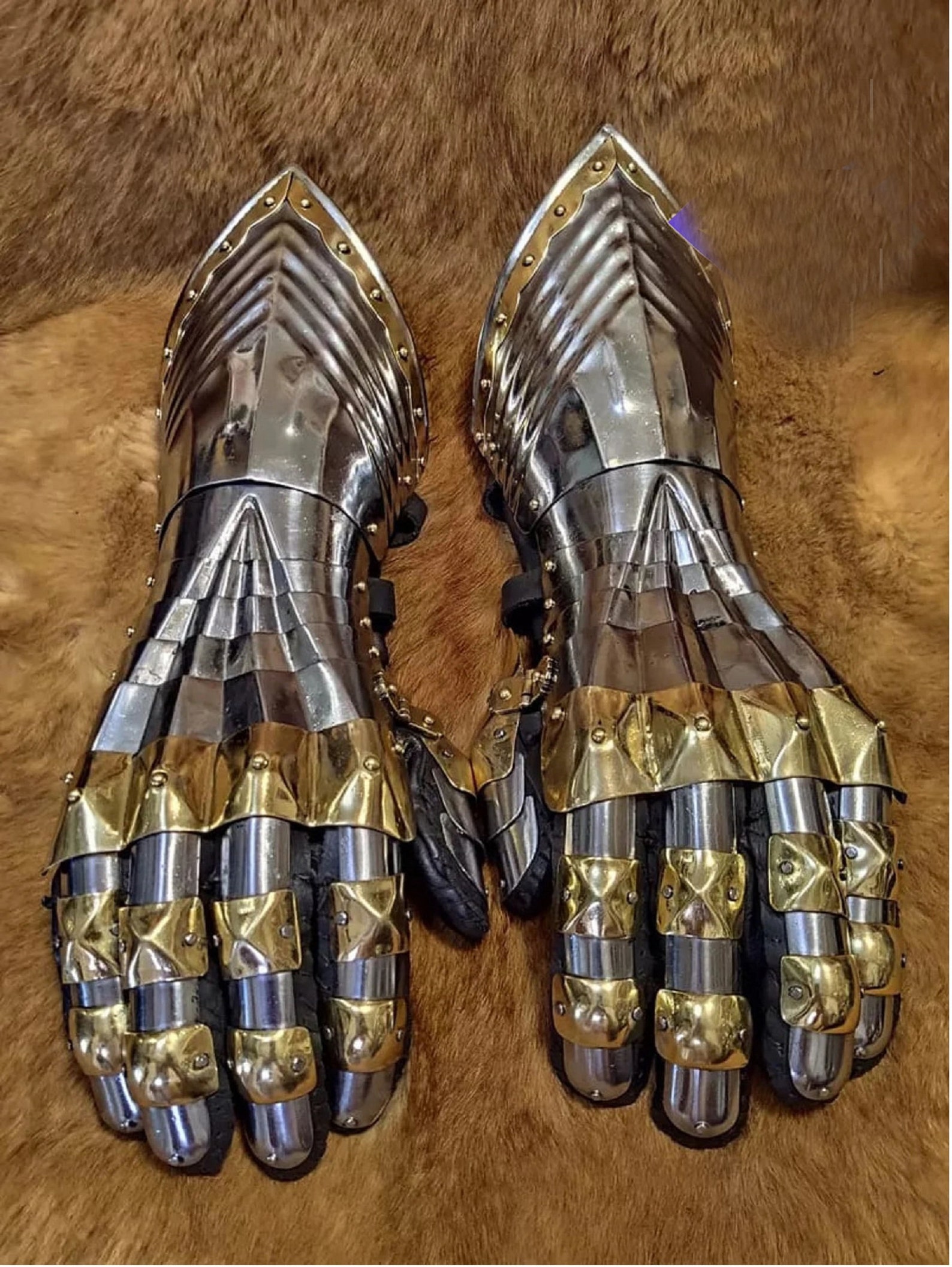 Brass Gothic Gauntlets Gothic Armored Medieval Polished - Etsy