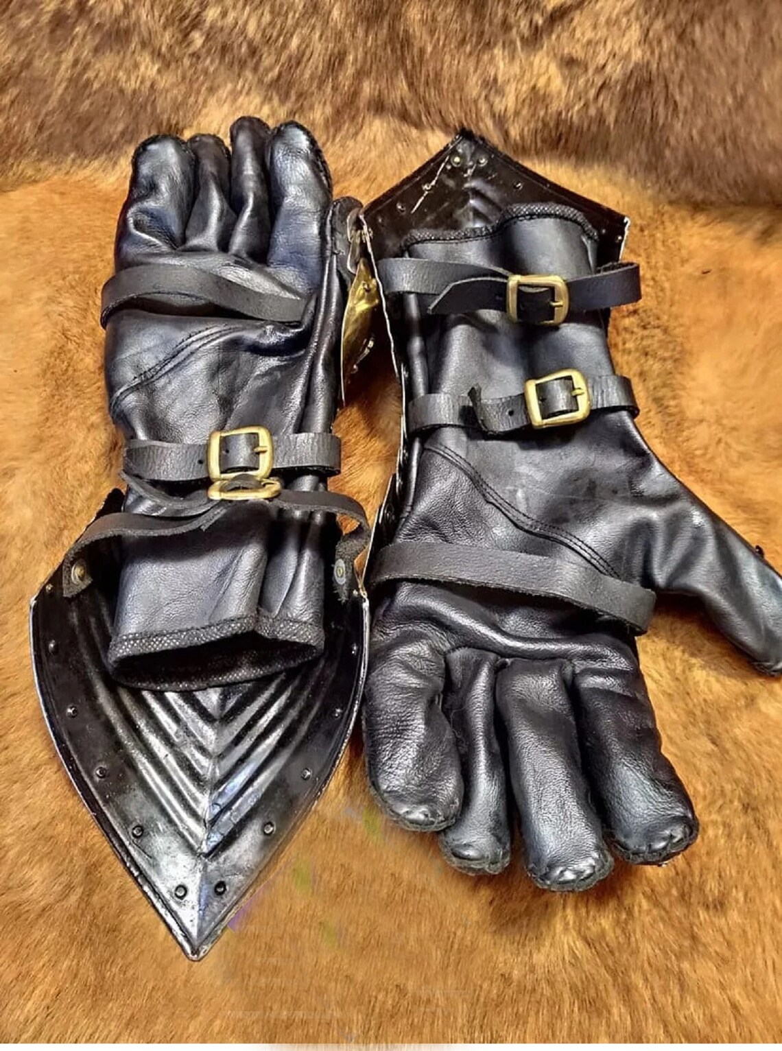 Brass Gothic Gauntlets Gothic Armored Medieval Polished - Etsy