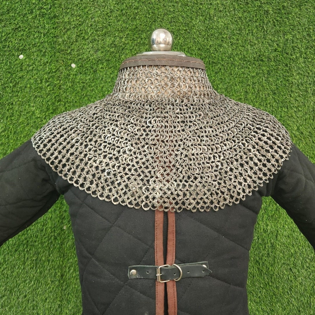 9mm Chain Mail Collar , neck Protection With Leather , 9MM Flat Riveted ...
