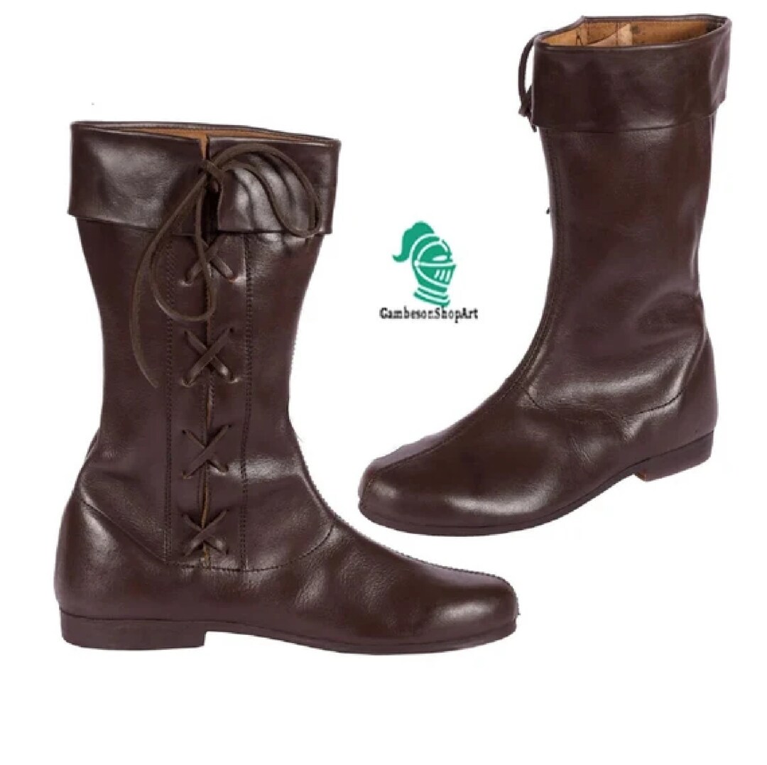 Medieval Boots side-laced With Cuffs high Cuff Boot leather - Etsy