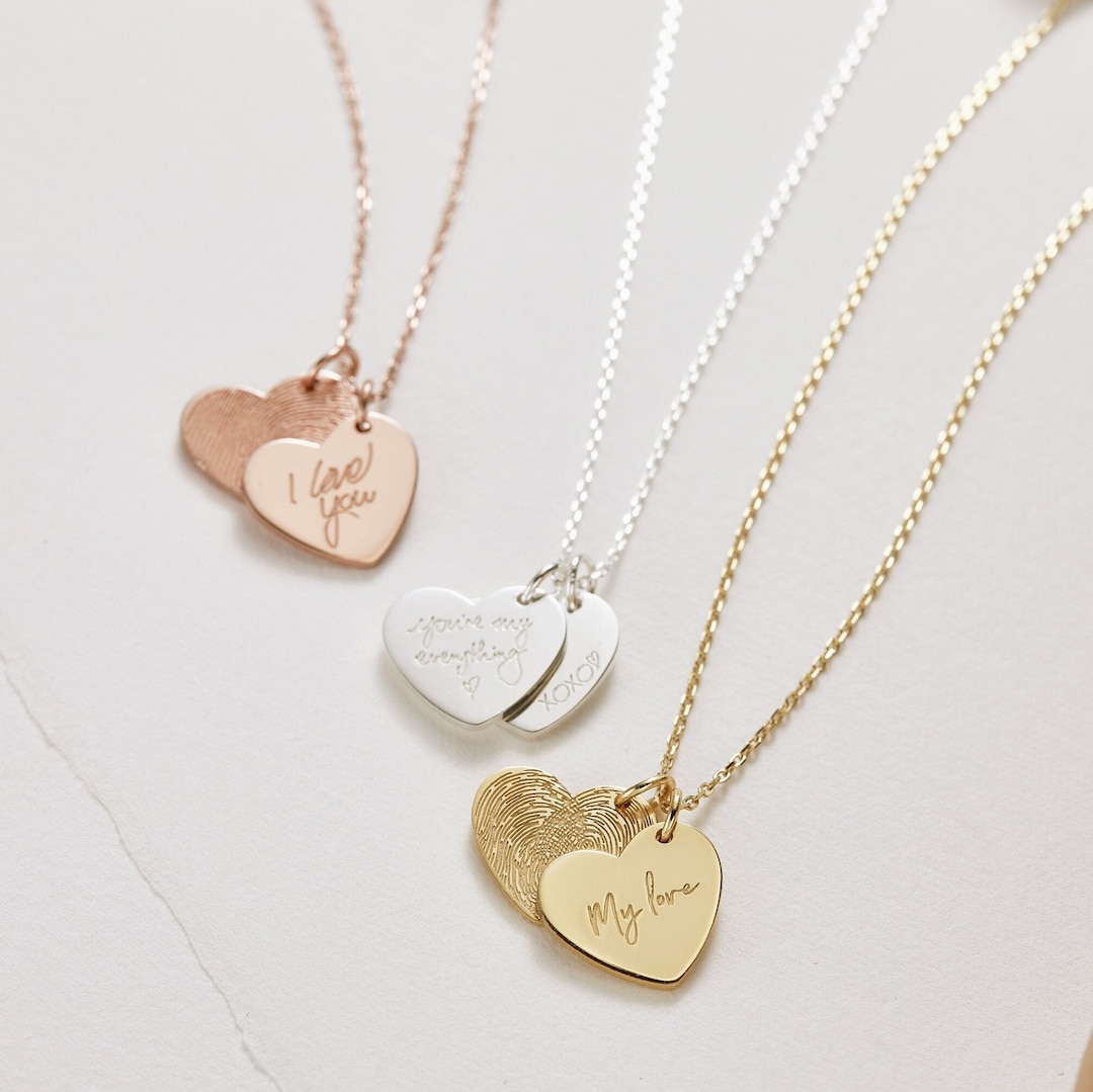 Fingerprint Necklace • Actual Handwriting • Hand Writing Necklace ...