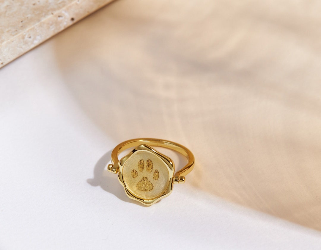 Paw Print Ring • Your Actual Pet Paw Print Ring • Custom Pet Ring • Dog ...