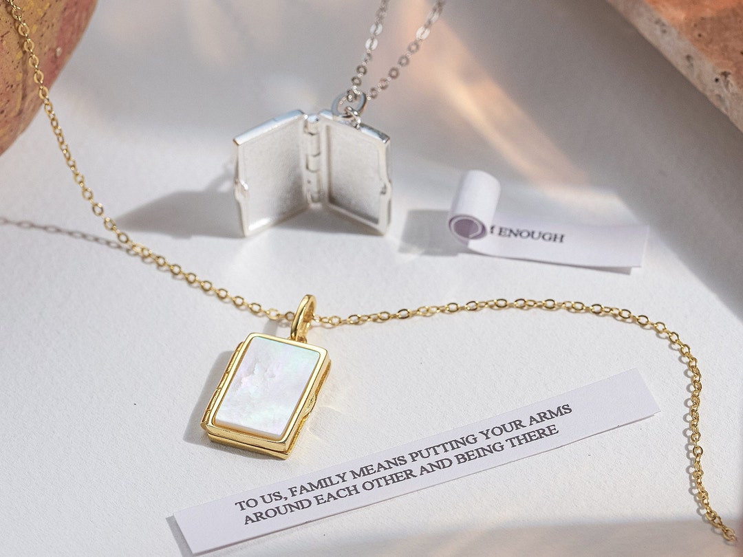 Mother of Pearl Locket • Rectangle Locket • Photo Locket • Engraved ...