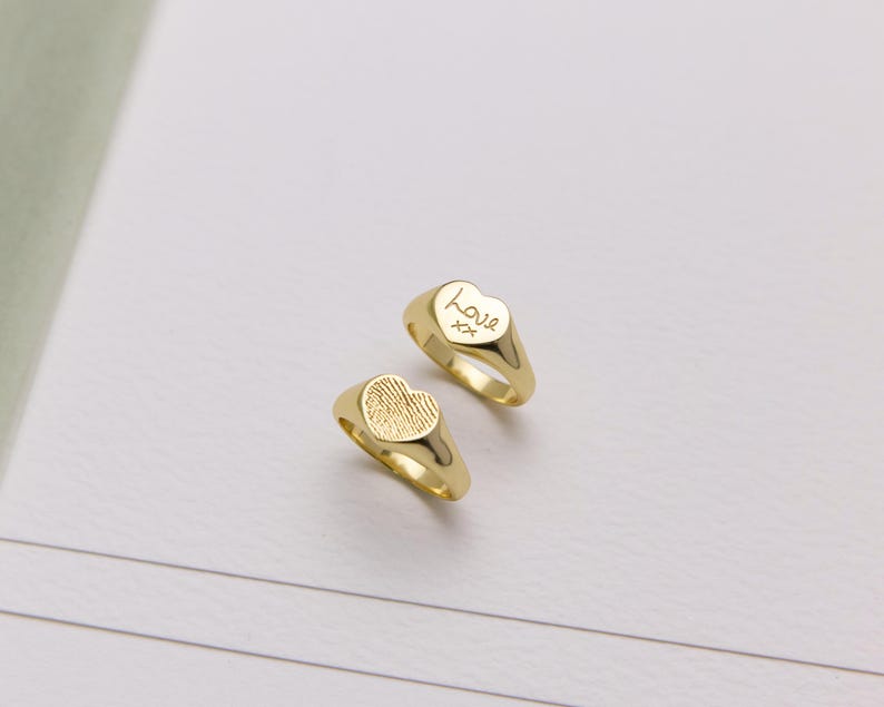 Handwriting Signet Ring • Custom Name Heart Signet Ring • Personalized ...