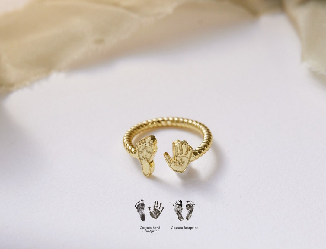 Custom Hand Foot Print Ring • Baby Shower Gift • Gift for New Mom ...
