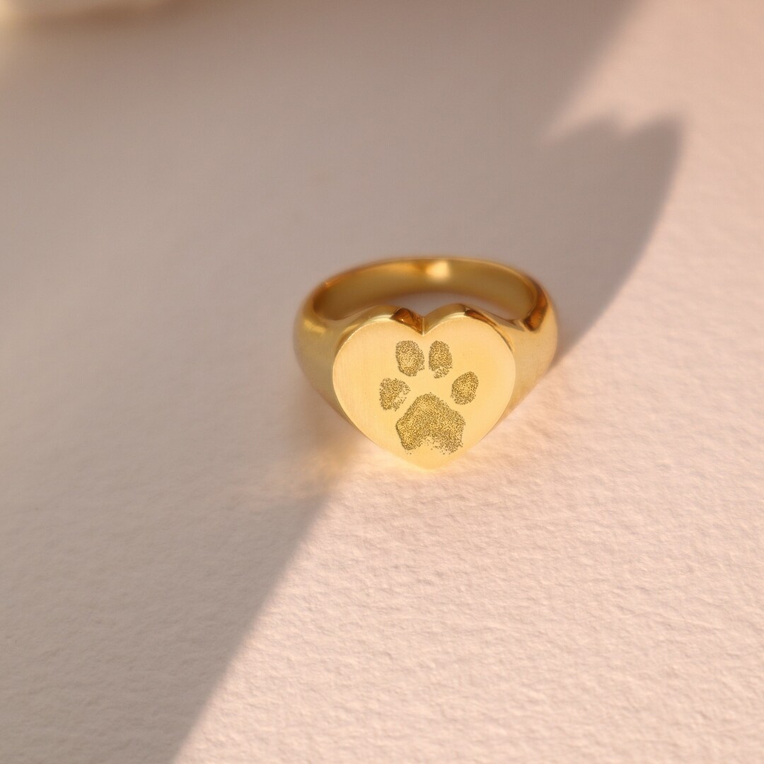 Signet Ring Custom • Pet Paw Signet Ring • Custom Pet Ring • Dog Paw ...