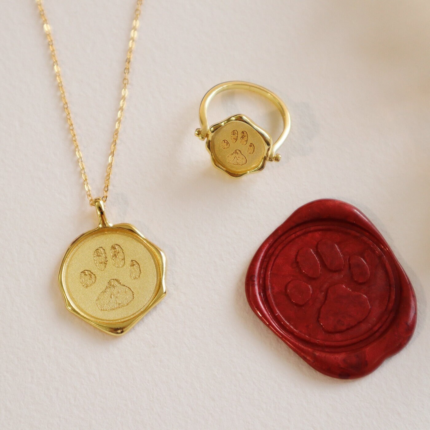 Paw Print Ring Your Actual Pet Paw Print Ring Custom Pet - Etsy UK