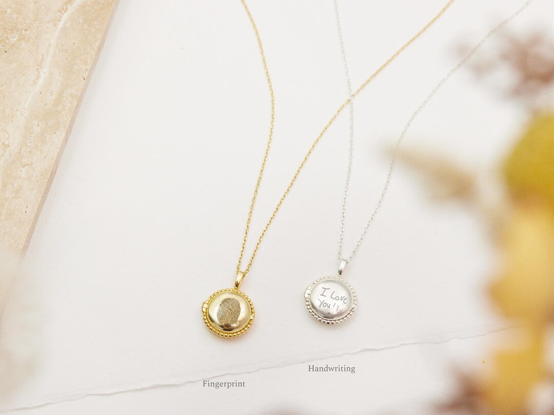 Fingerprint Locket Necklace • Custom Handwriting Jewelry • Custom ...
