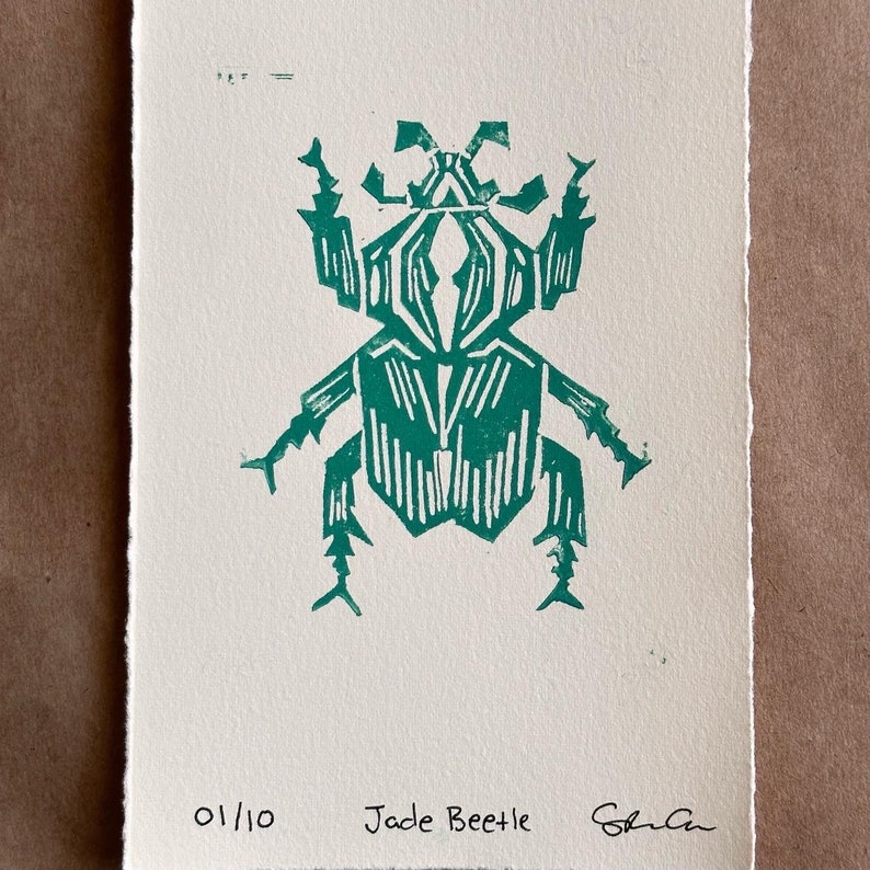 Jade Beetle Linocut - Etsy