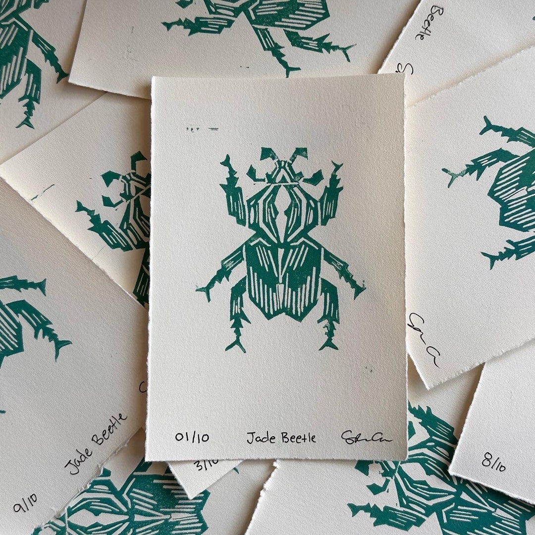 Jade Beetle Linocut - Etsy