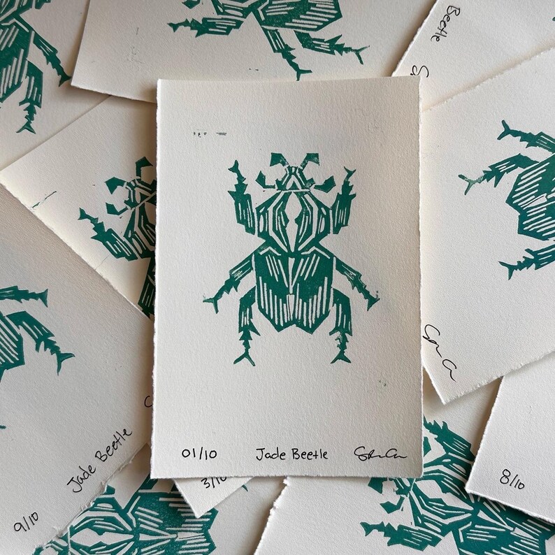 Jade Beetle Linocut - Etsy