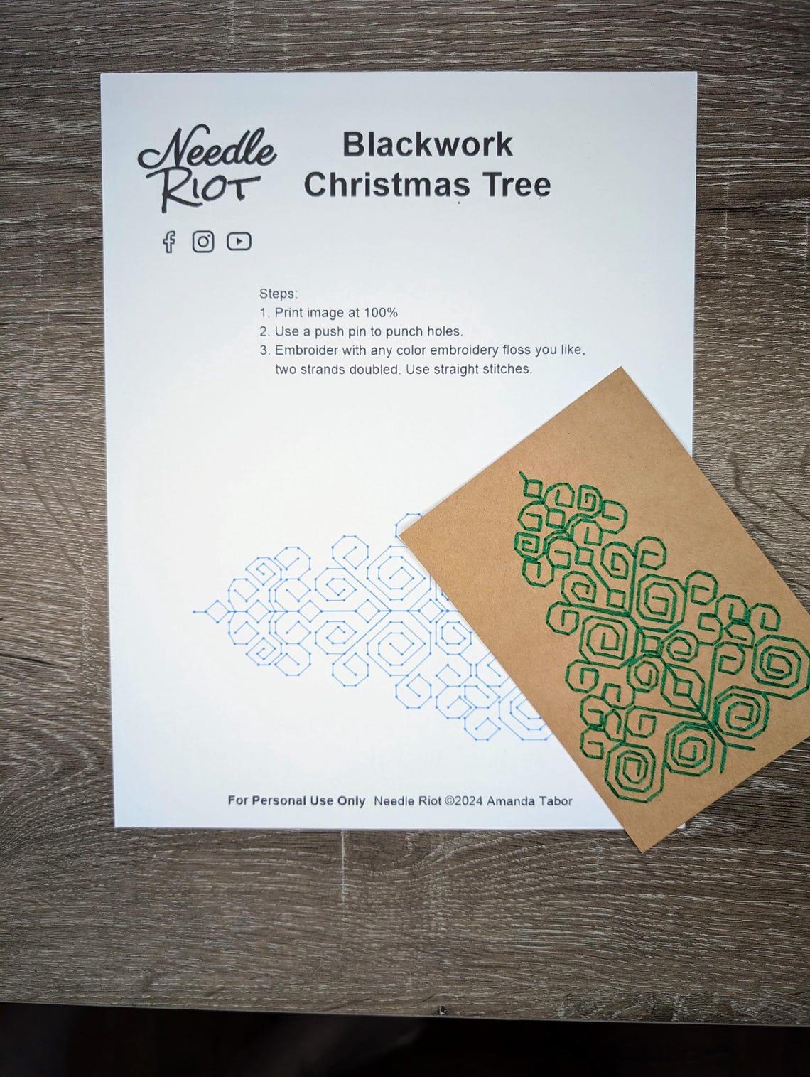 Christmas Tree Hand Embroidery Cardstock Pattern - Etsy
