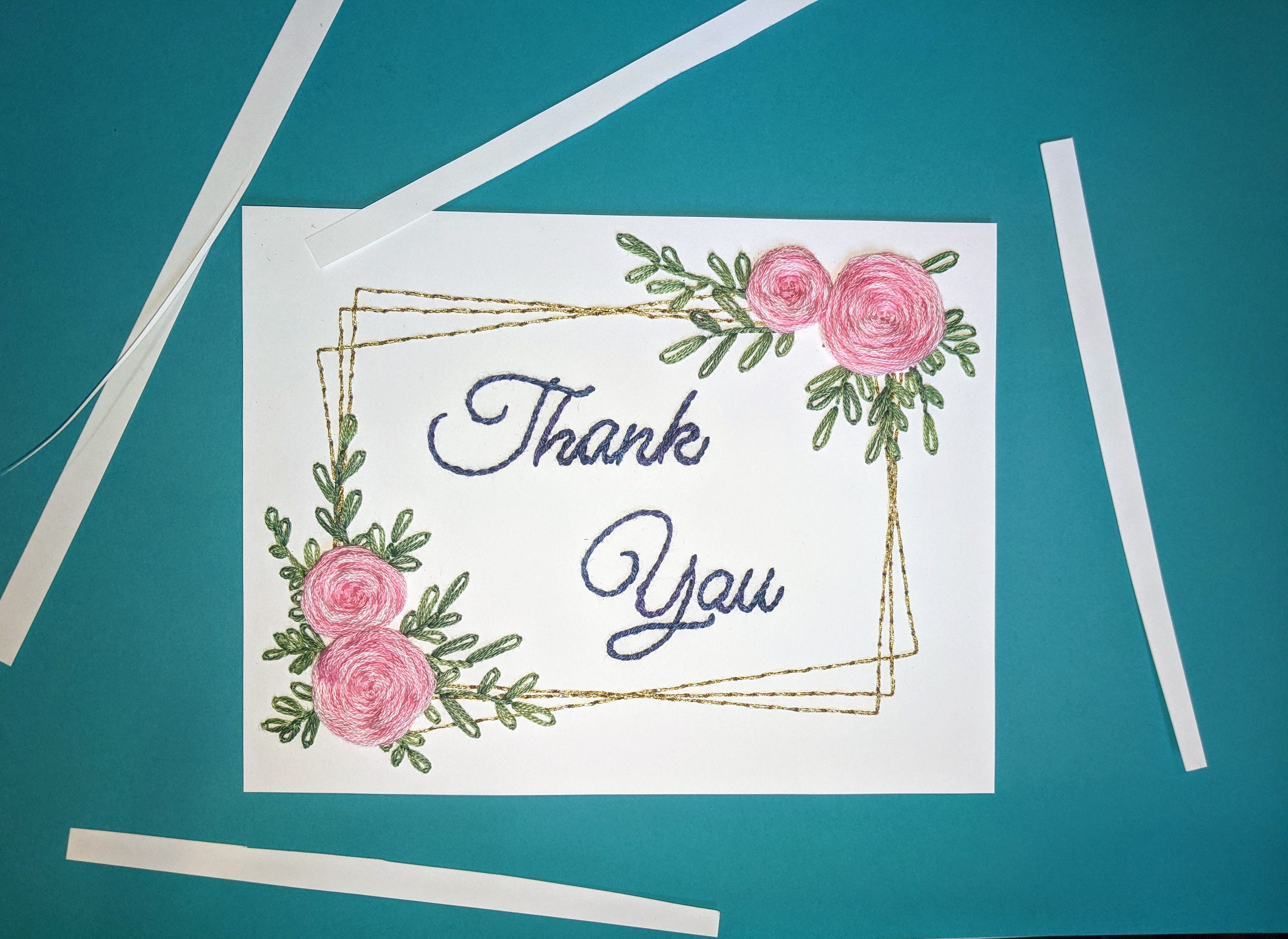 Thank You Hand Embroidered Card Pattern, Great for Intermediate ...