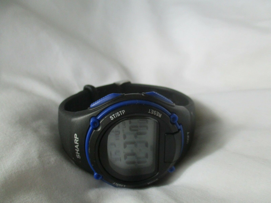 Sharp Digital Watch Black & Blue 100FT Water Resist Modern | Etsy