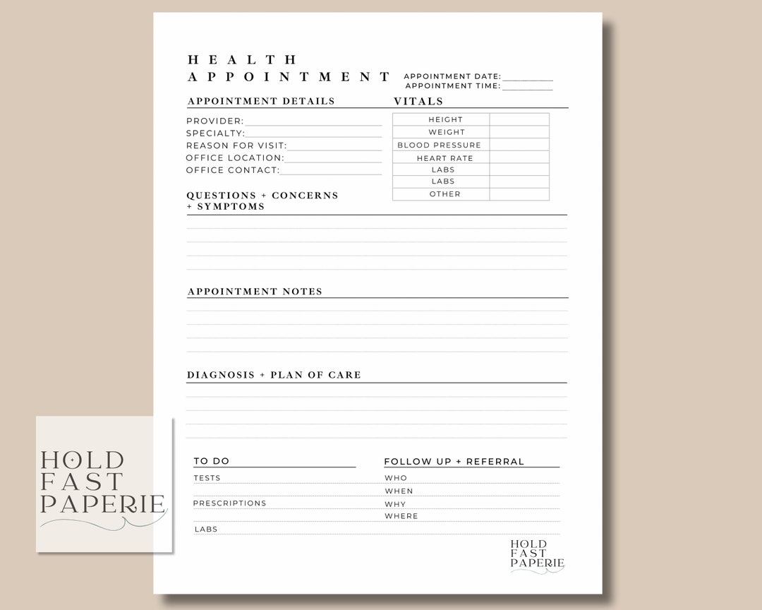 Health Appointment Printable, Doctor Appointment, Digital Print ...