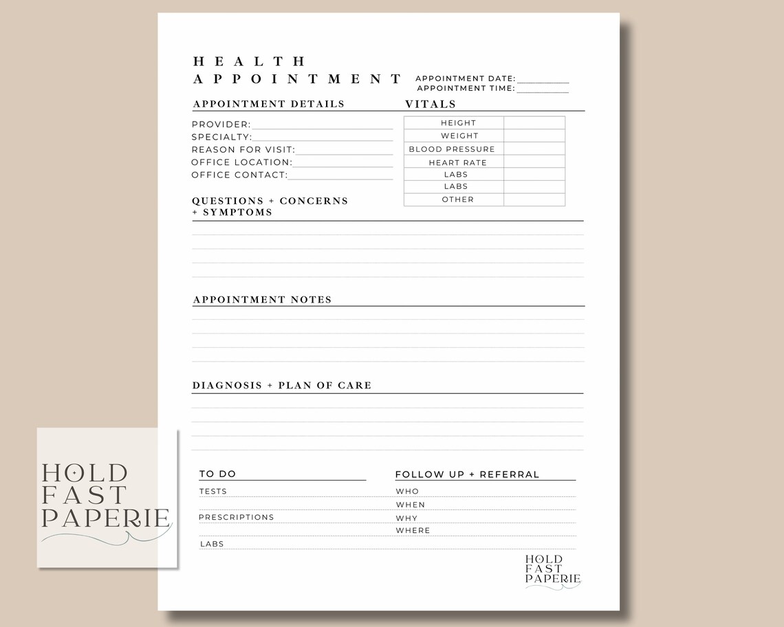 Health Appointment Printable, Doctor Appointment, Digital Print ...