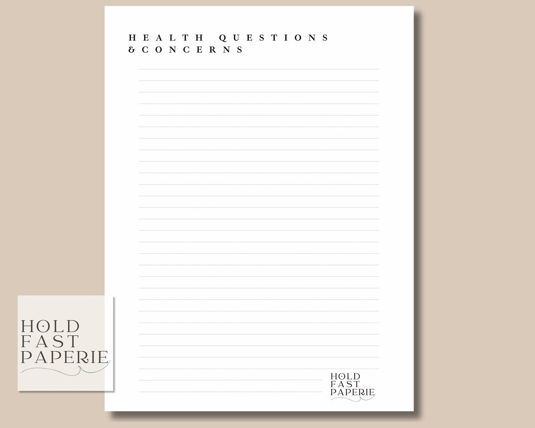 Health Questions and Concerns Printable, Digital Print, Downloadable - Etsy