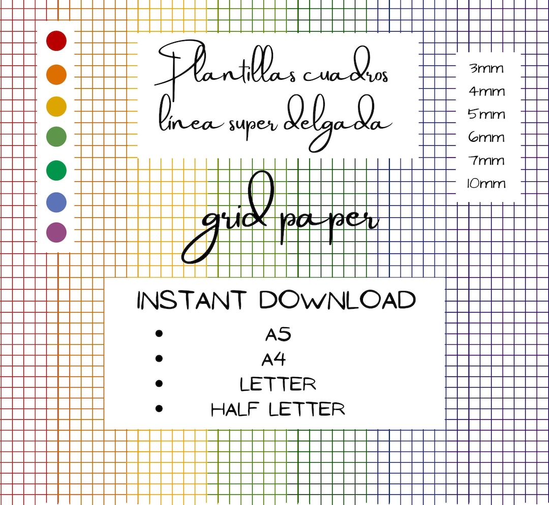 Printable Paper. Grid, Graph. A4, Letter A5. Bullet Journal Grid Paper ...