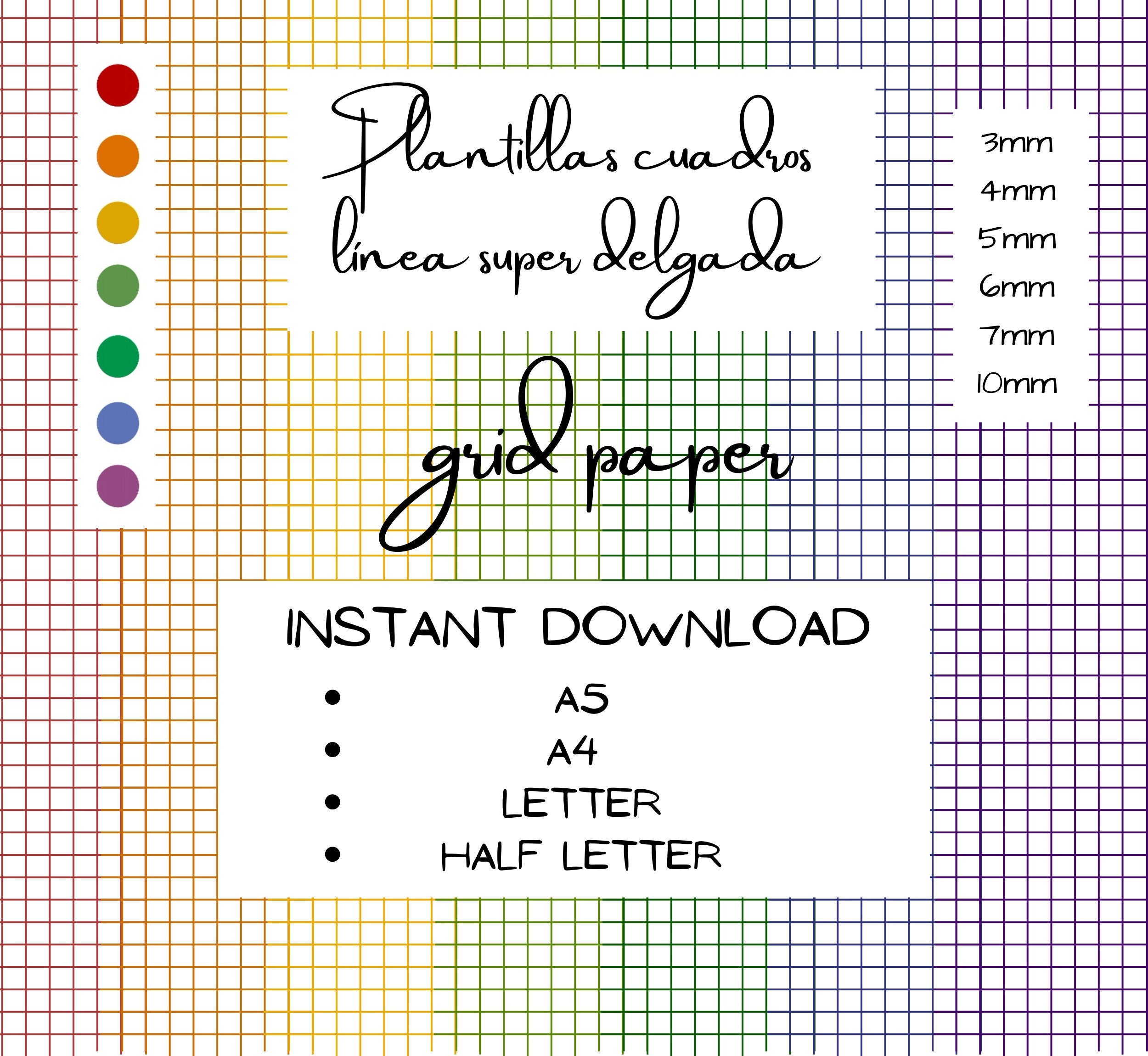 Printable Paper. Grid, Graph. A4, Letter A5. Bullet Journal Grid Paper ...