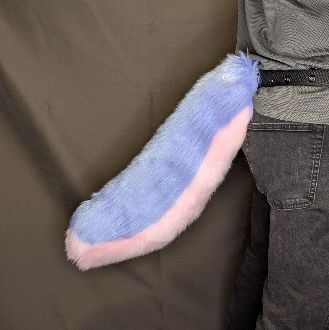 Periwinkle Purple & Pink Wolf Fursuit Tail, Faux Fur Tail, Medium ...