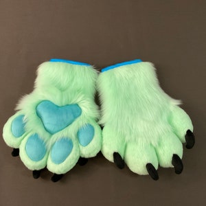 Mint Green Puffy Fursuit Handpaws, Faux Fur Paws - Etsy