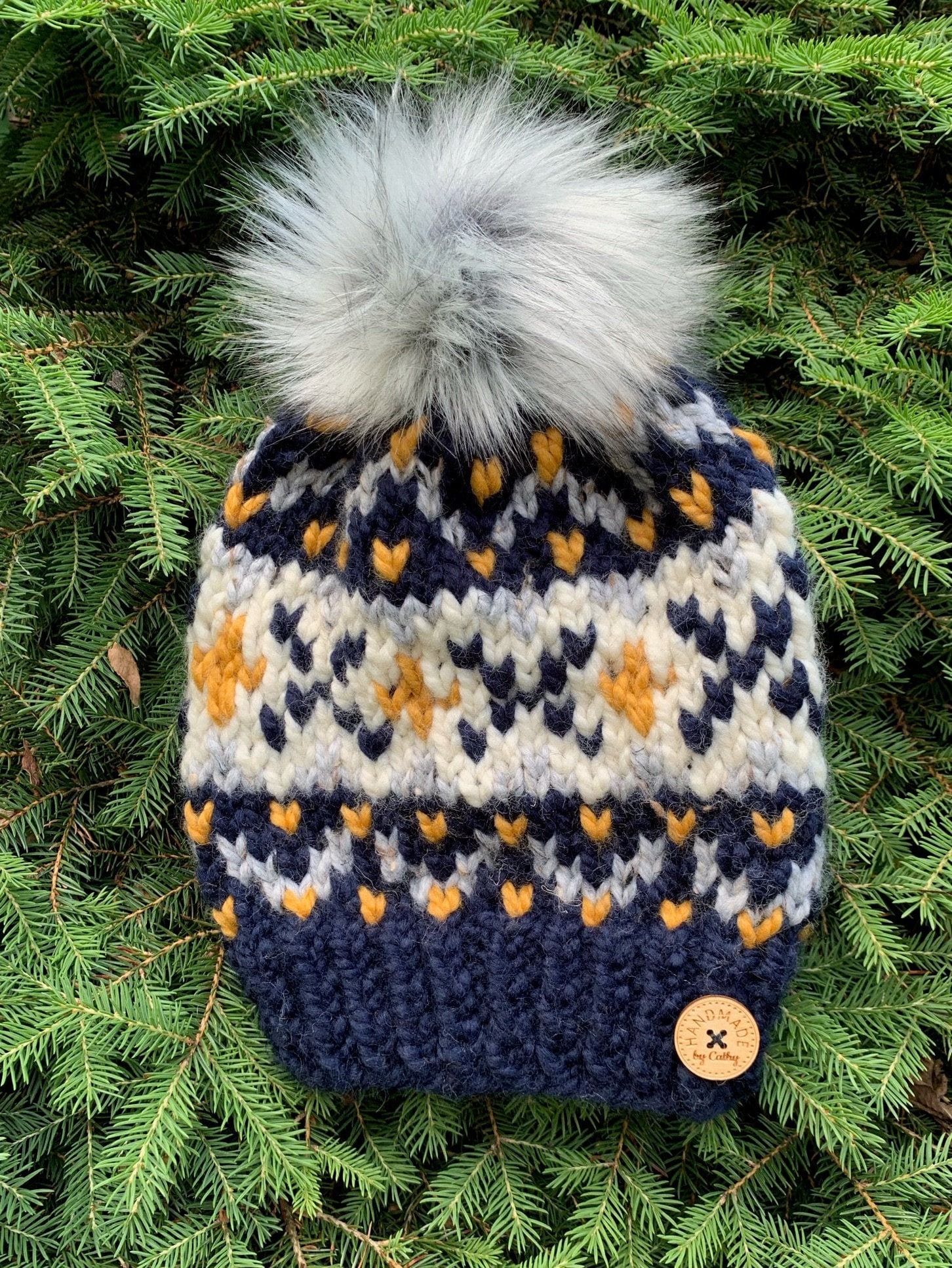 Cross Nordic Knit Hat - Pom Beanie - Winter Hat - Etsy