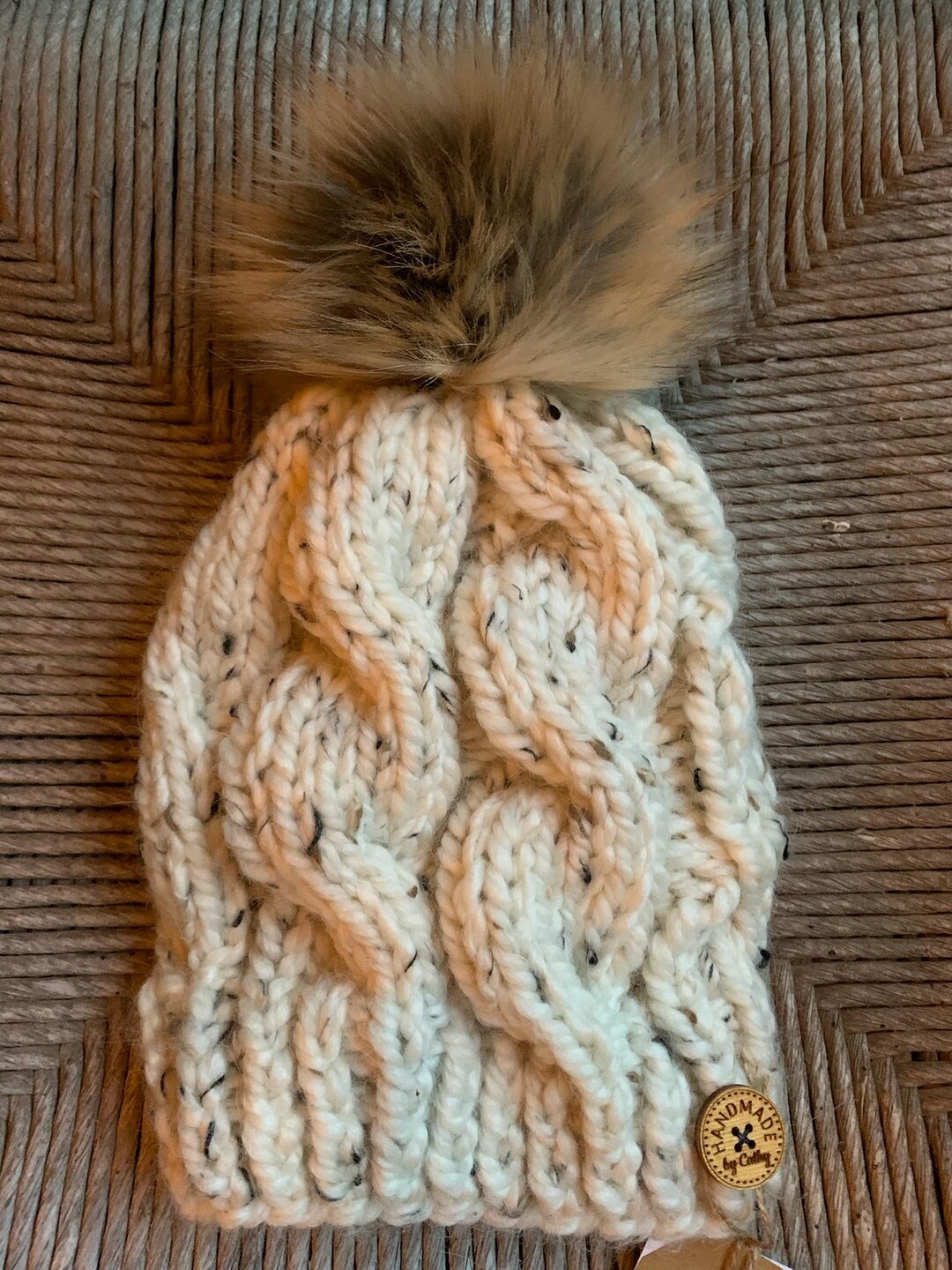 Offset Twist Cable Knit Hat - Etsy