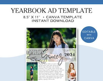 Yearbook Ad Canva Template, Full Page Senior Yearbook Ad Template ...