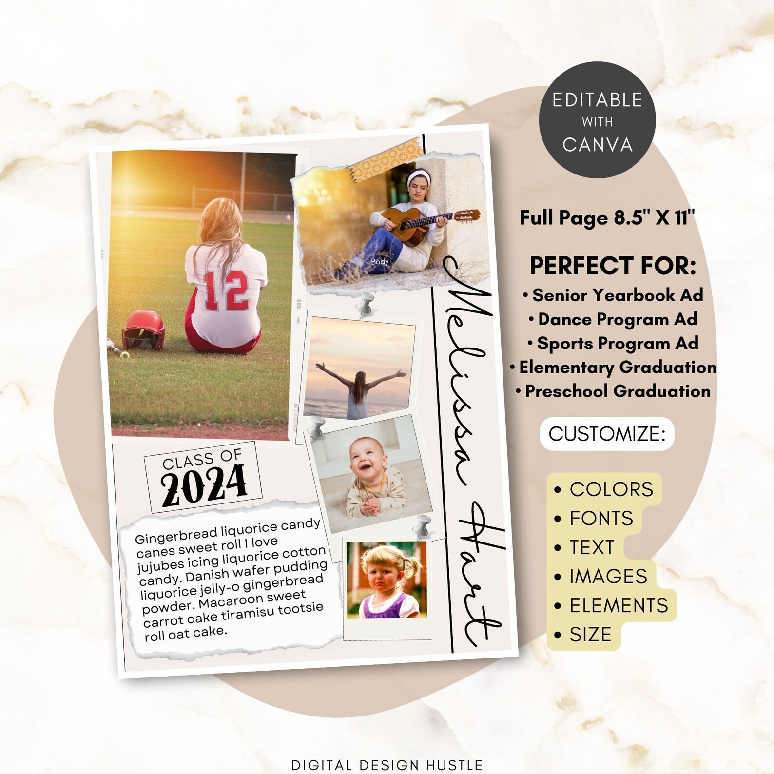 Yearbook Ad Canva Template, Full Page Senior Yearbook Ad Template ...