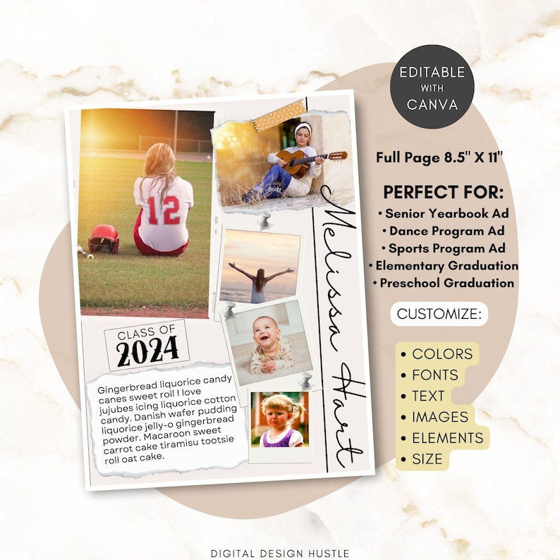 Yearbook Ad Canva Template, Full Page Senior Yearbook Ad Template ...