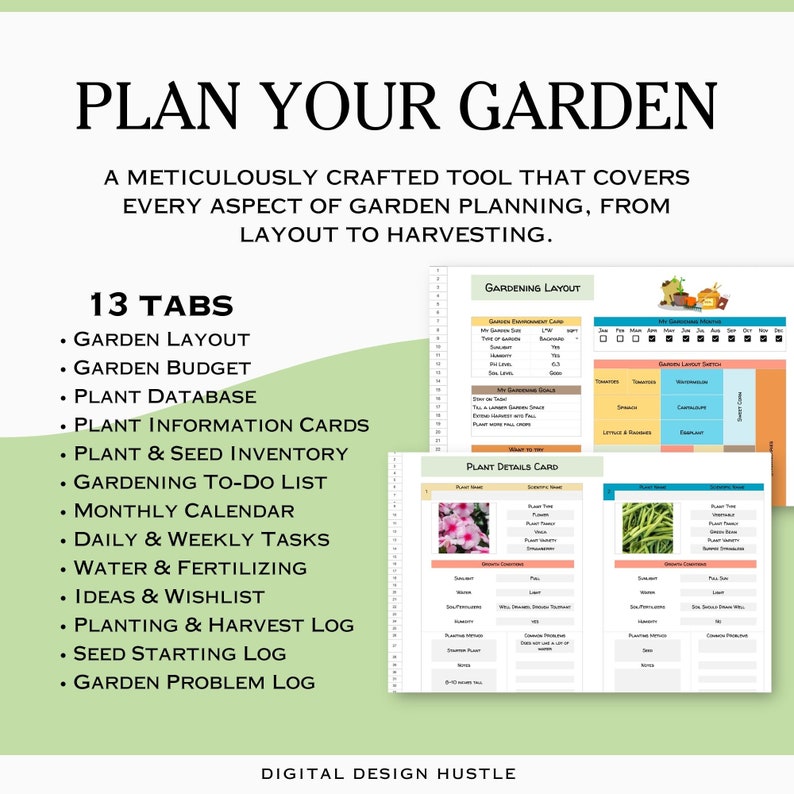 Garden Planner Spreadsheet, Family Garden Planner, Backyard Garden ...