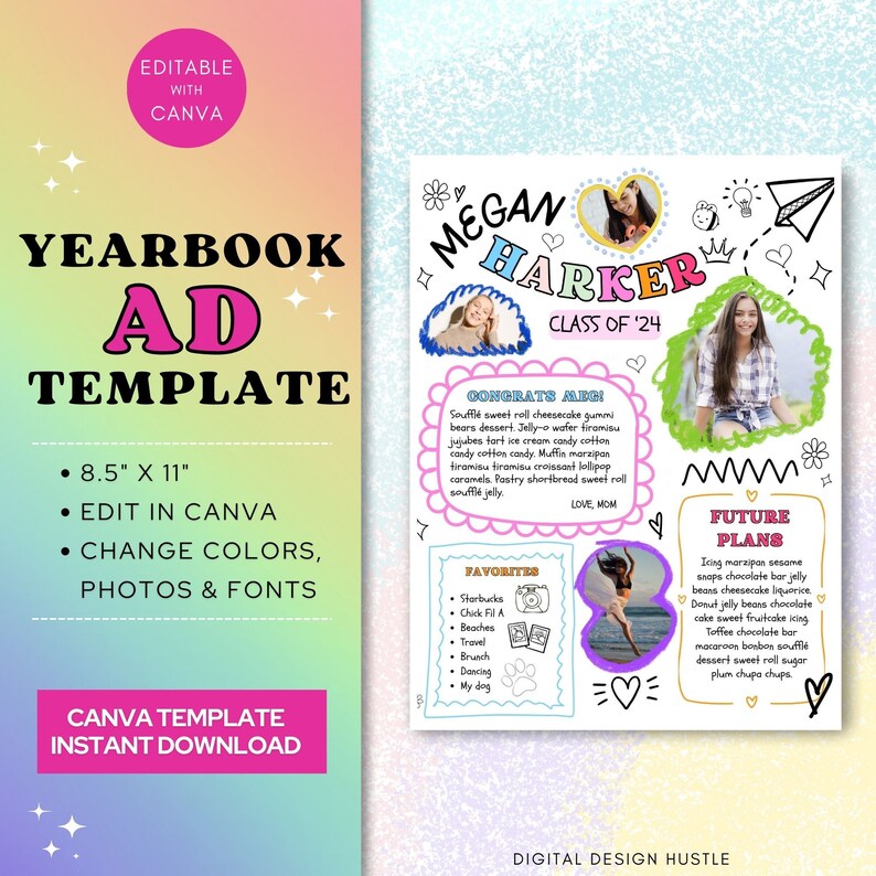 Yearbook Ad Canva Template, Full Page Senior Yearbook Ad Template ...
