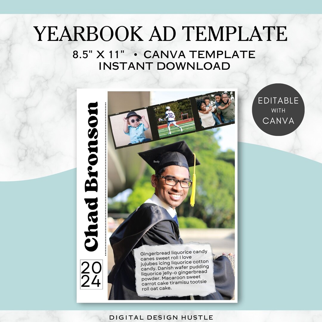 Yearbook Ad Canva Template, Full Page Senior Yearbook Ad Template ...