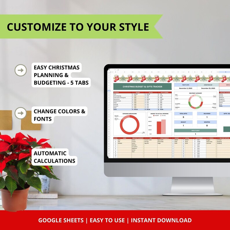 Christmas Planner Spreadsheet Google Sheets, Christmas Gift Spreadsheet ...