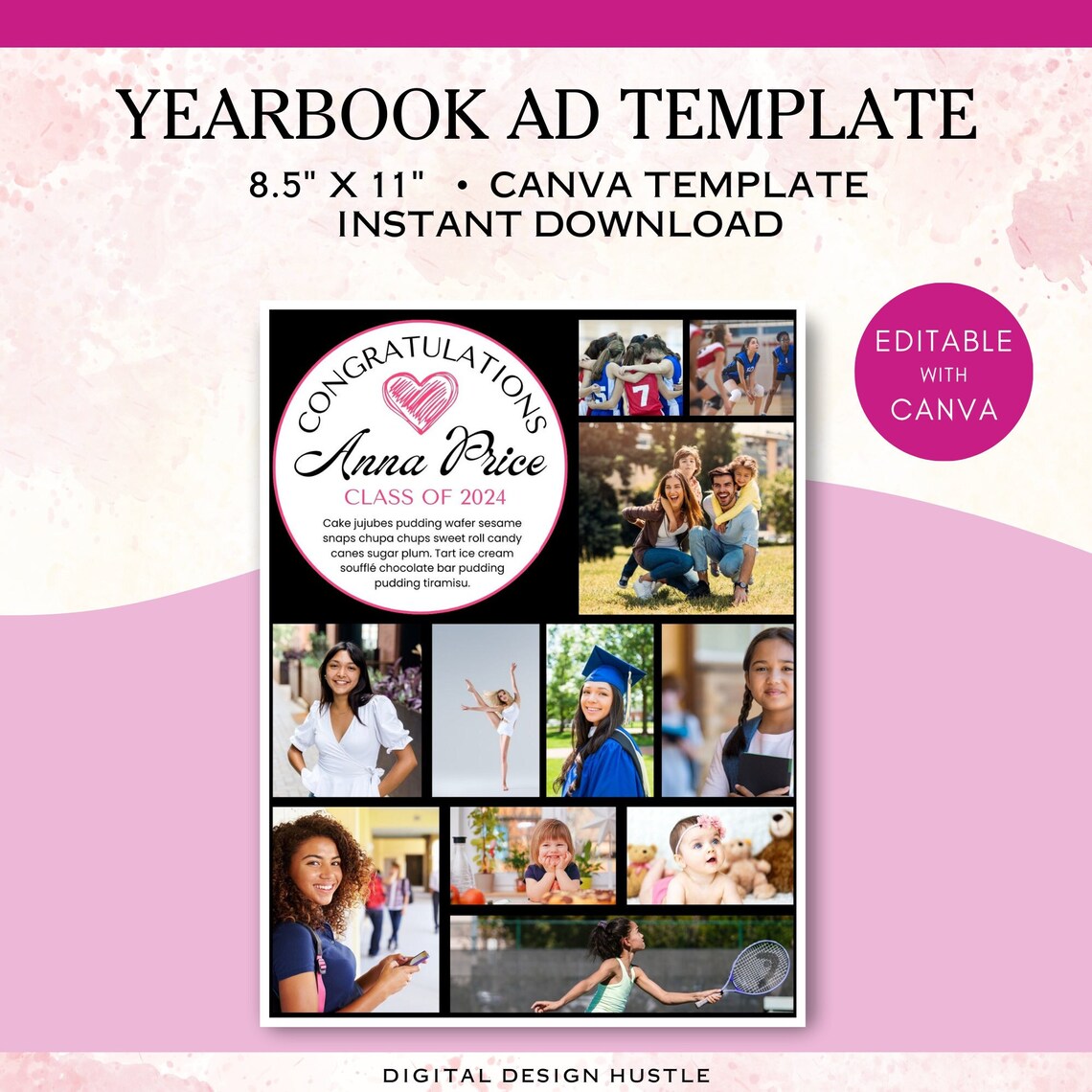 Yearbook Ad Canva Template, Full Page Senior Yearbook Ad Template ...