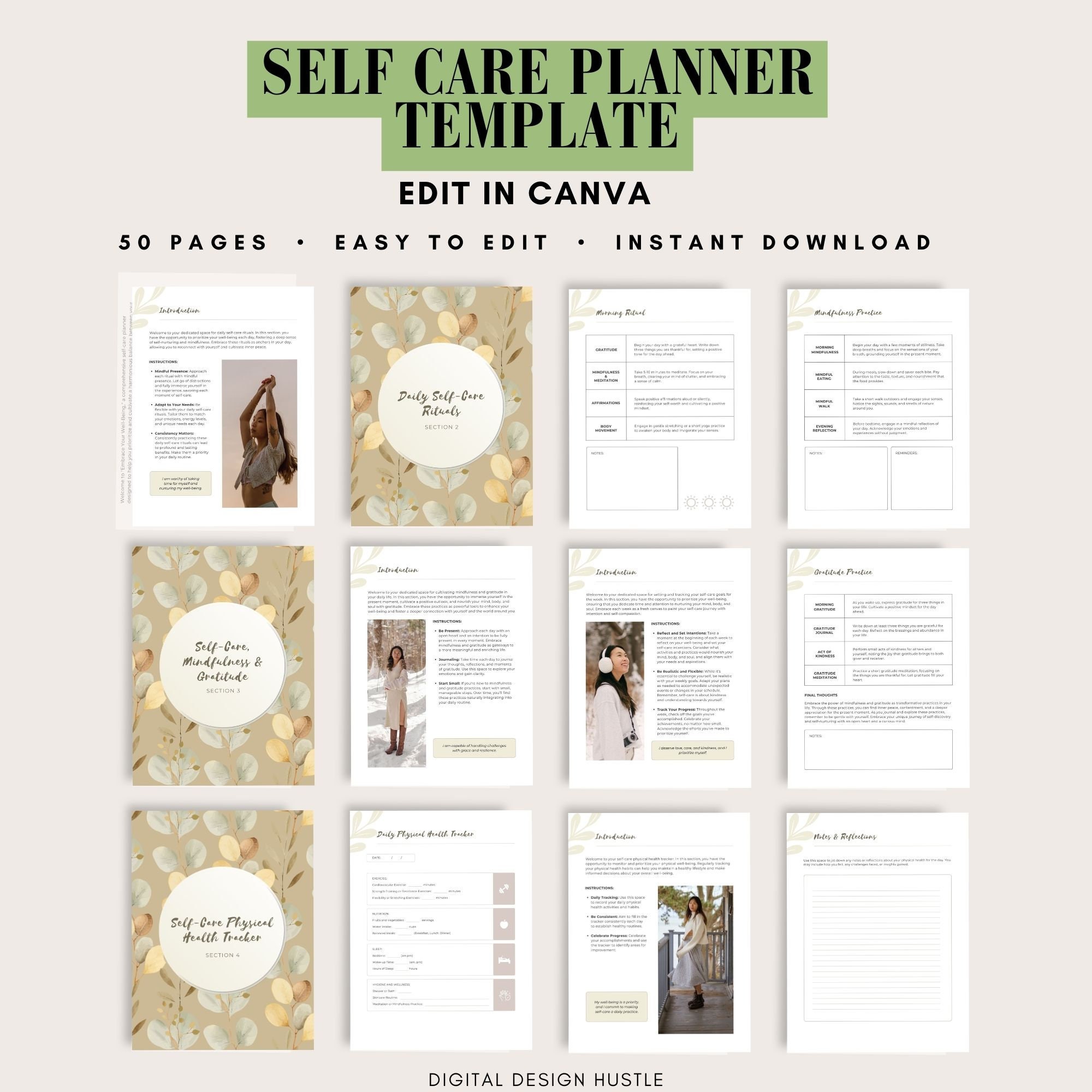 Self Care Planner Canva Template, Self Care Ebook Planner, Self Care Planner Editable, Self-love ...