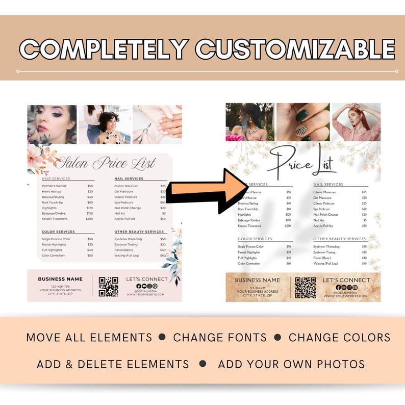 Beauty Salon Price List Template, Nail Salon Price List Bundle, Makeup ...