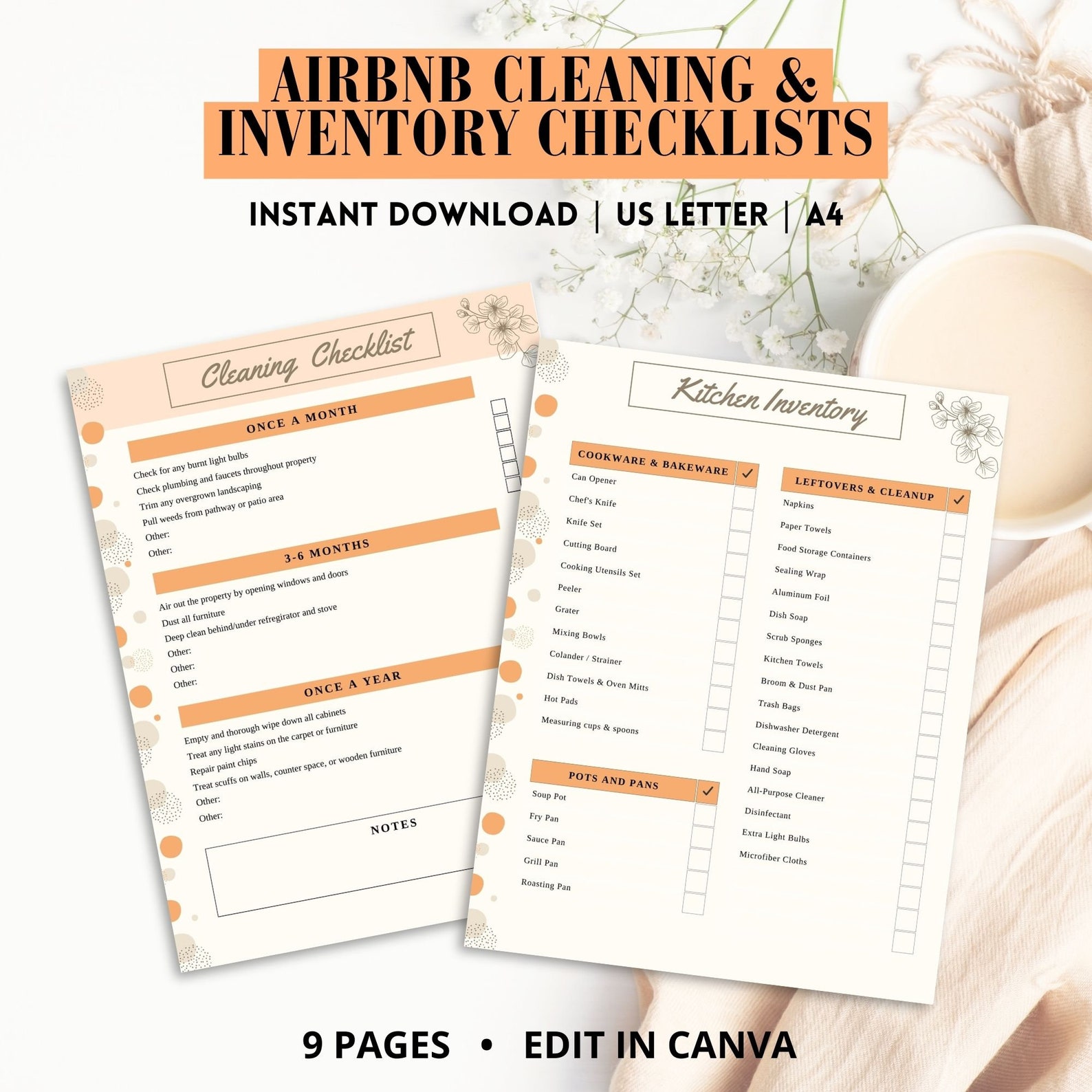Printable Airbnb Cleaning Checklist PDF, Airbnb Host Bundle, Airbnb Cleaning Turnover Checklist ...