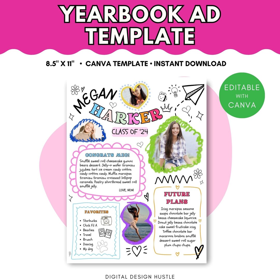 Yearbook Ad Canva Template, Full Page Senior Yearbook Ad Template ...