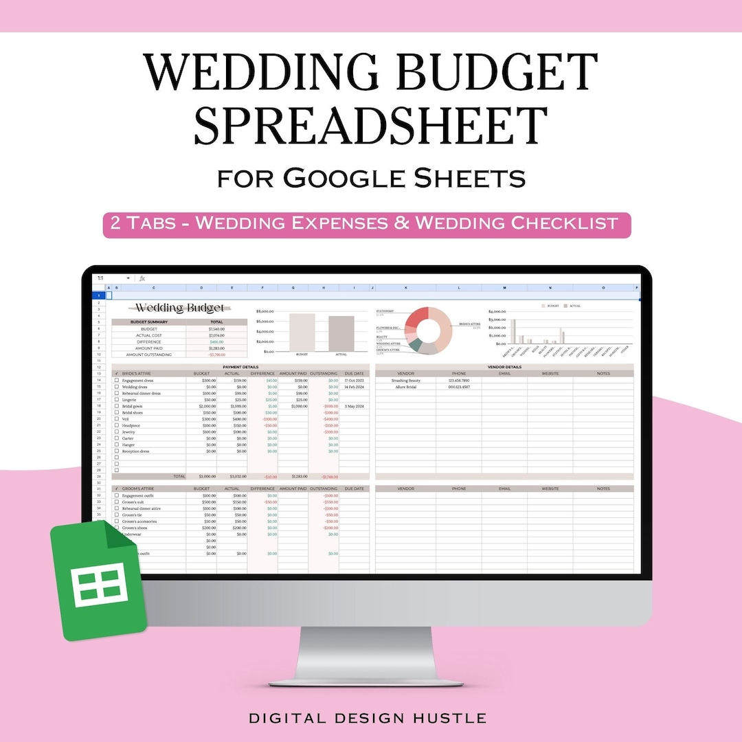 Wedding Budget Spreadsheet Google Sheets, Wedding Planning Budget ...