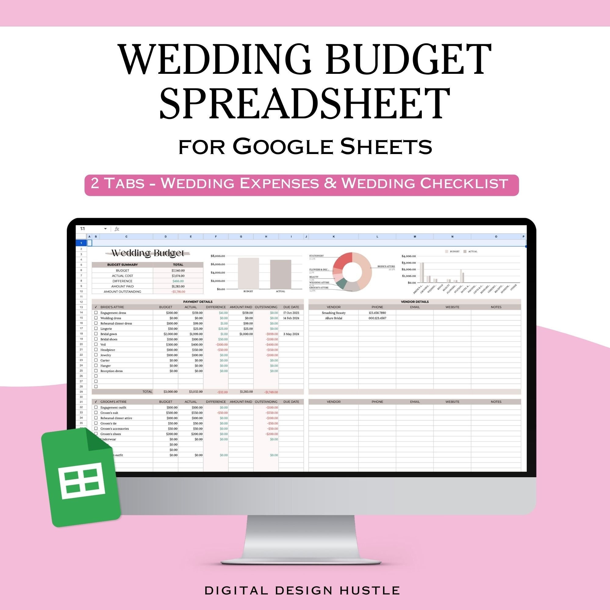 Wedding Budget Spreadsheet Google Sheets, Wedding Planning Budget ...