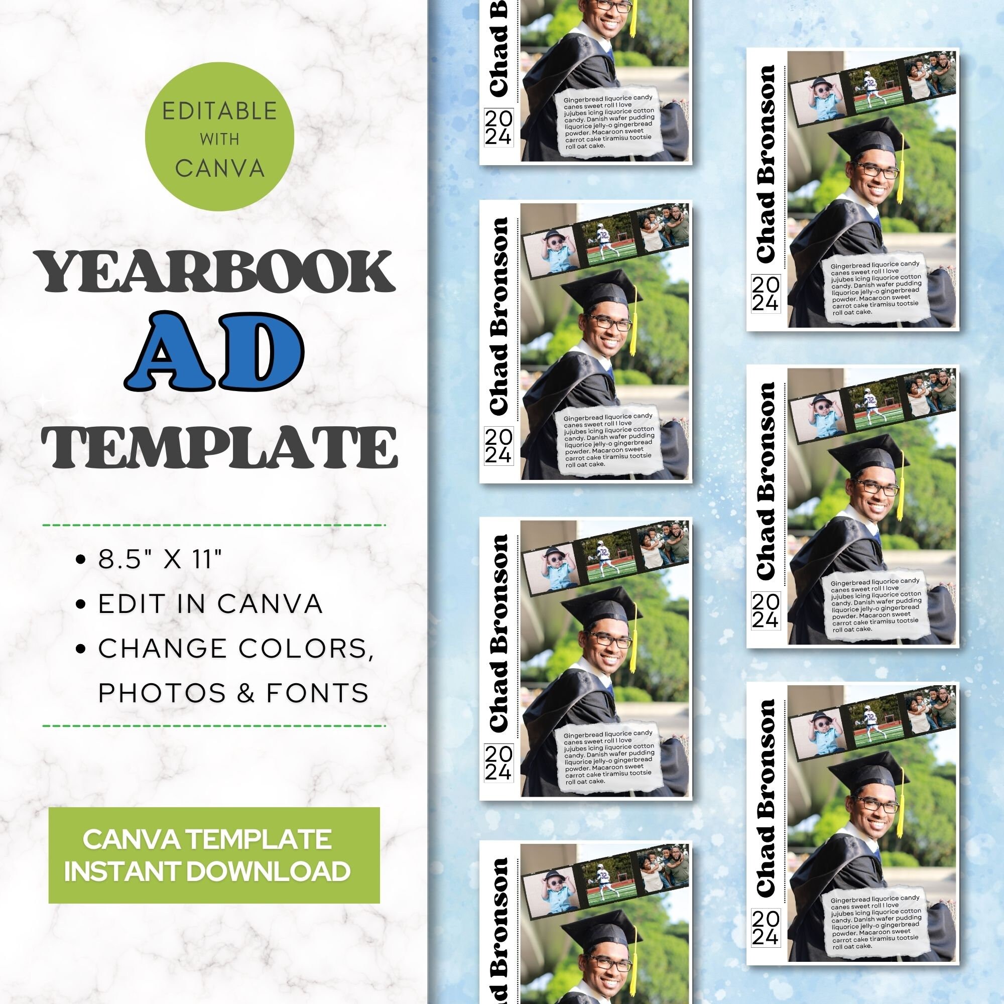 Yearbook Ad Canva Template, Full Page Senior Yearbook Ad Template ...