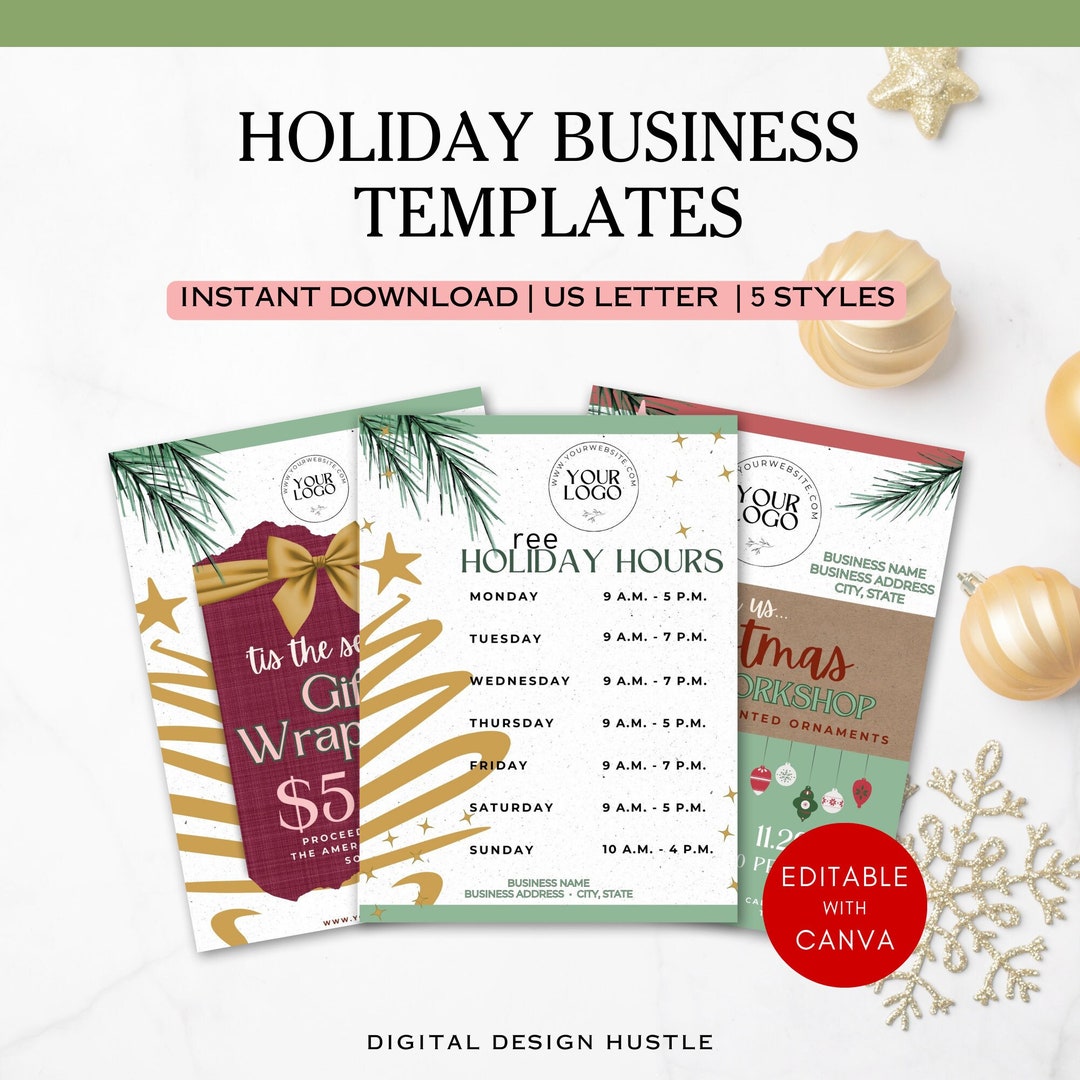Holiday Store Hours Template, Business Template Holiday Bundle, Store ...