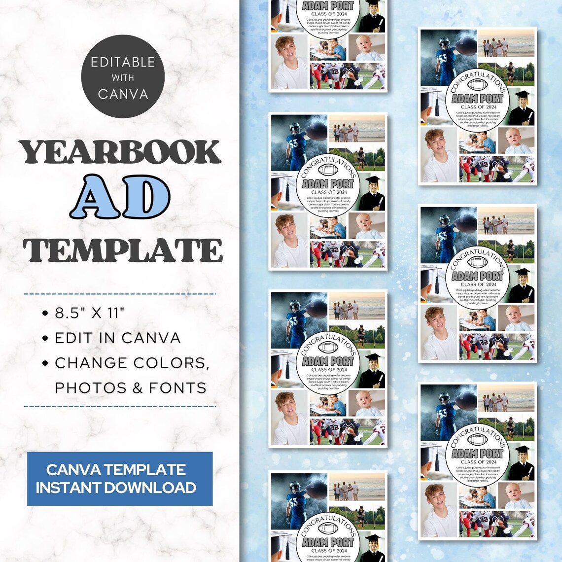 Yearbook Ad Canva Template, Full Page Senior Yearbook Ad Template ...