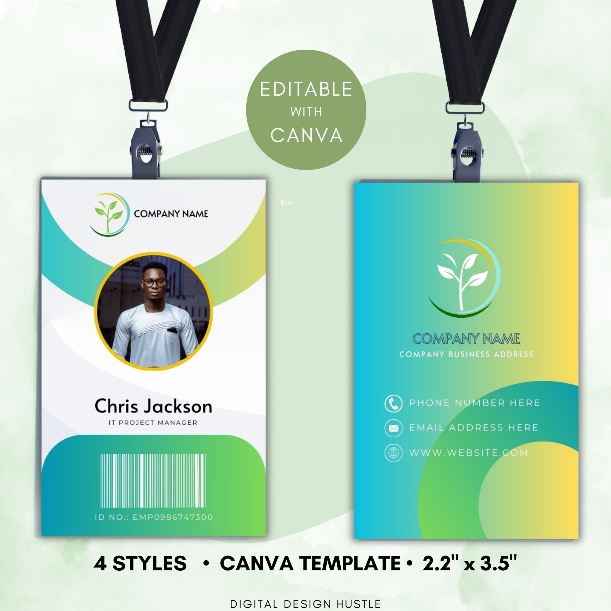 ID Badge Canva Template Employee ID Badge Editable Badge, Teacher Id ...