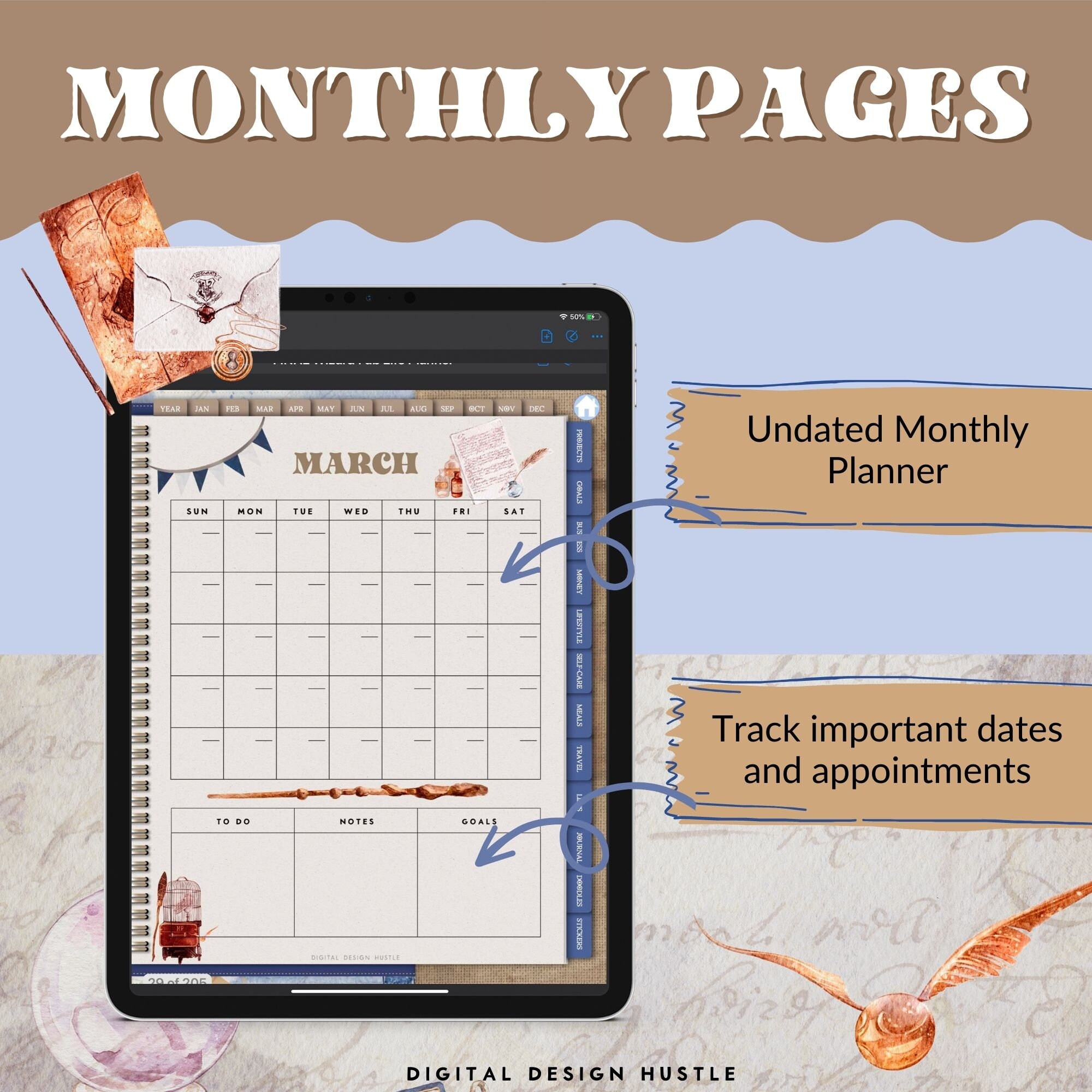 World of Wizards Digital Planner, Life Planner, Digital Planner Bundle ...
